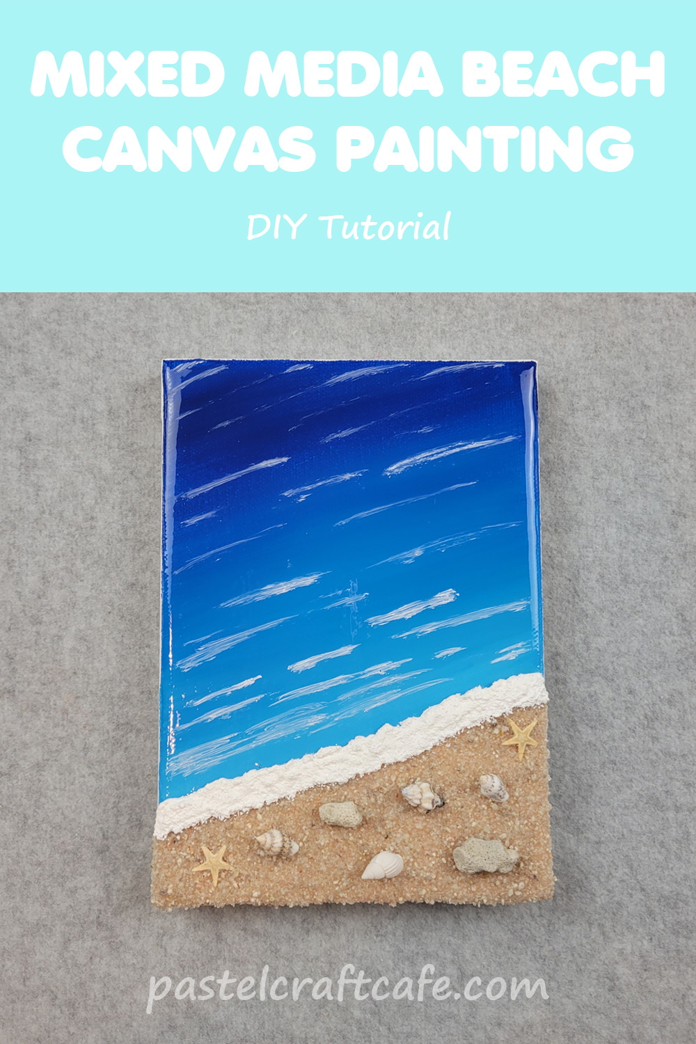 Mixed Media Beach Canvas Painting | DIY Tutorial - Pastel Craft Cafe