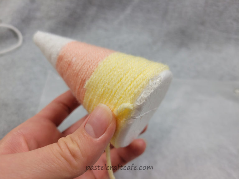 Yarn Wrapped Candy Corn Cones - Pastel Craft Cafe