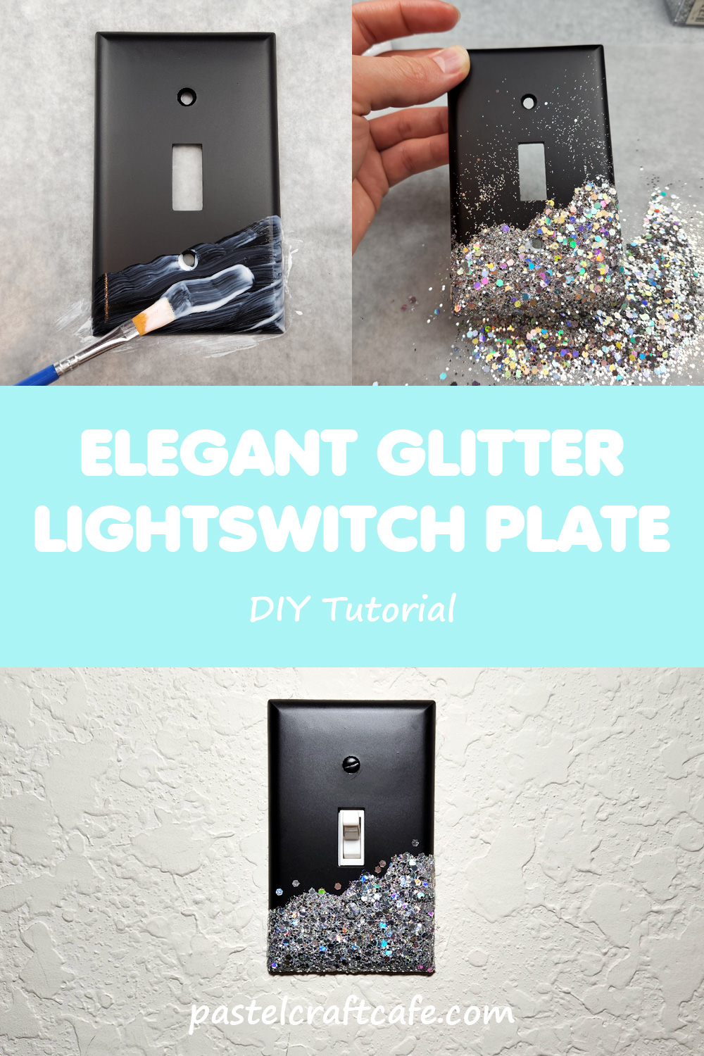 Elegant Glitter Lightswitch Plate - Pastel Craft Cafe